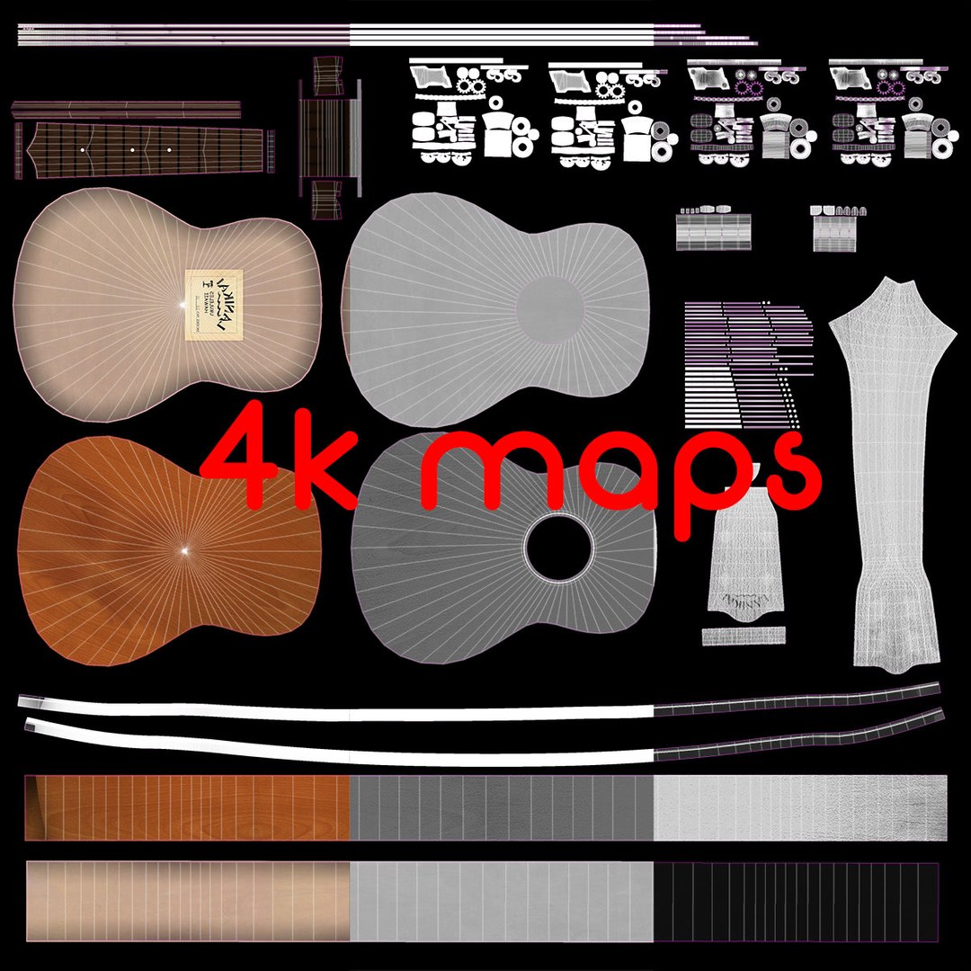 3d model guitar string instrument