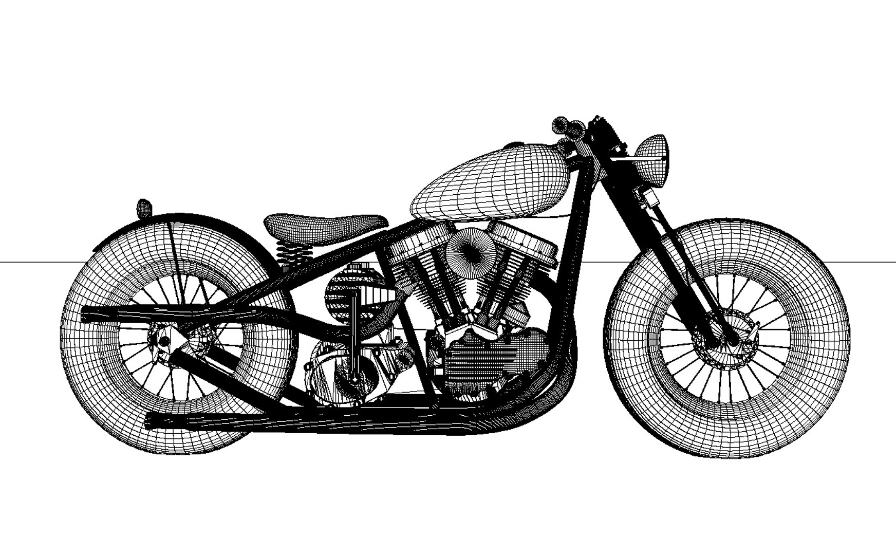 Custom Bobber Panhead Motorcycles 3d Model