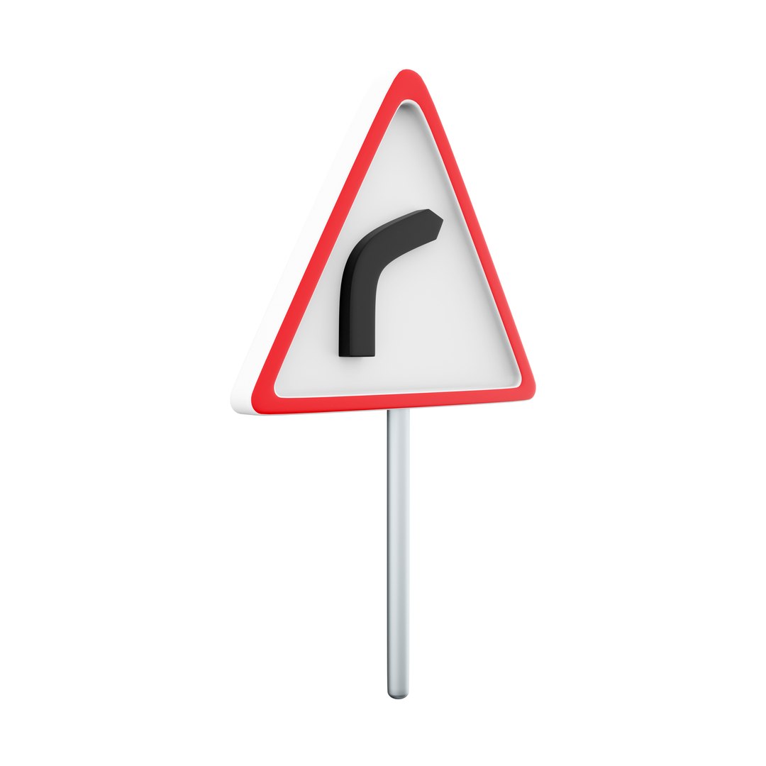 Right Hand Bend Forward Road Sign Icon 3D Model - TurboSquid 2018060