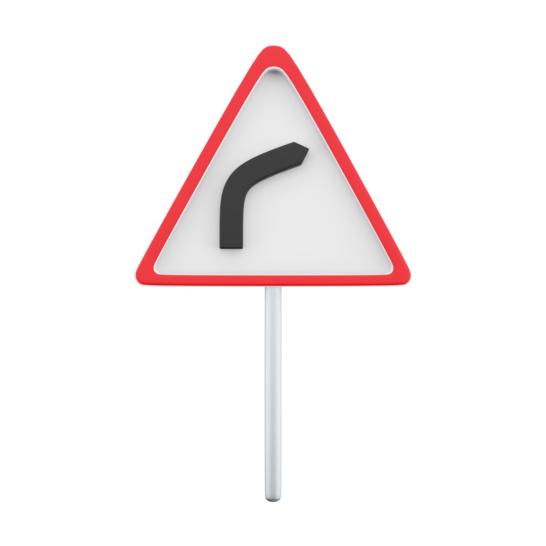Right Hand Bend Forward Road Sign Icon 3D Model - TurboSquid 2018060