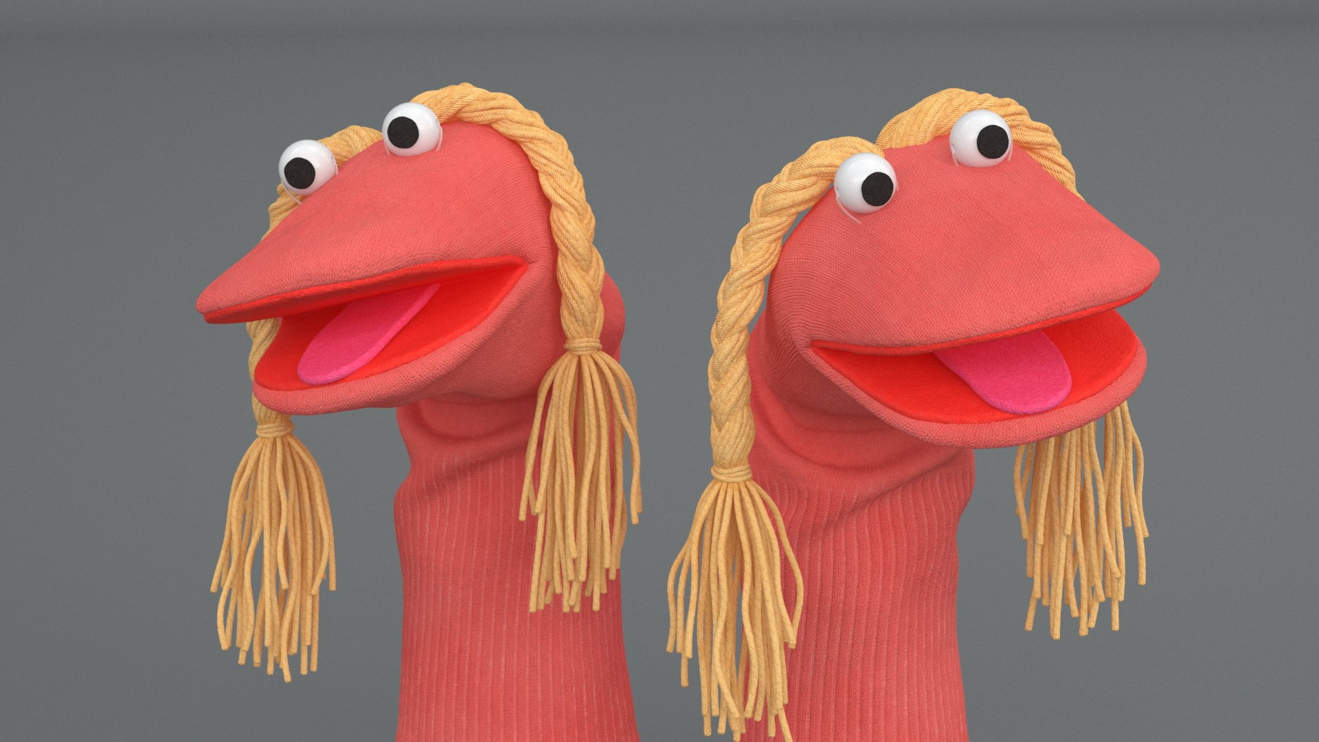 3D Character Hand Puppet Pink Girl Surprised Pose - TurboSquid 2269824