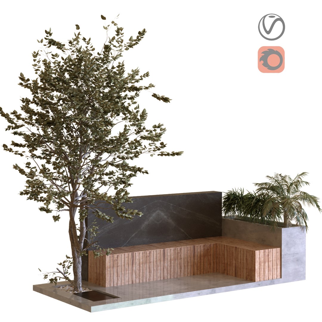 3D plants tree set 032 bench model - TurboSquid 1754768