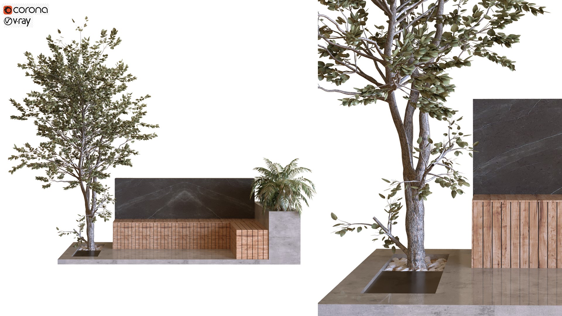 3D plants tree set 032 bench model - TurboSquid 1754768