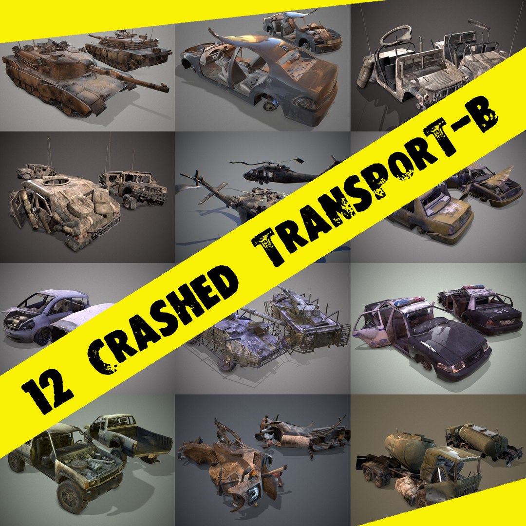 Pack Wrecked Cars Low-poly Model - TurboSquid 1712874