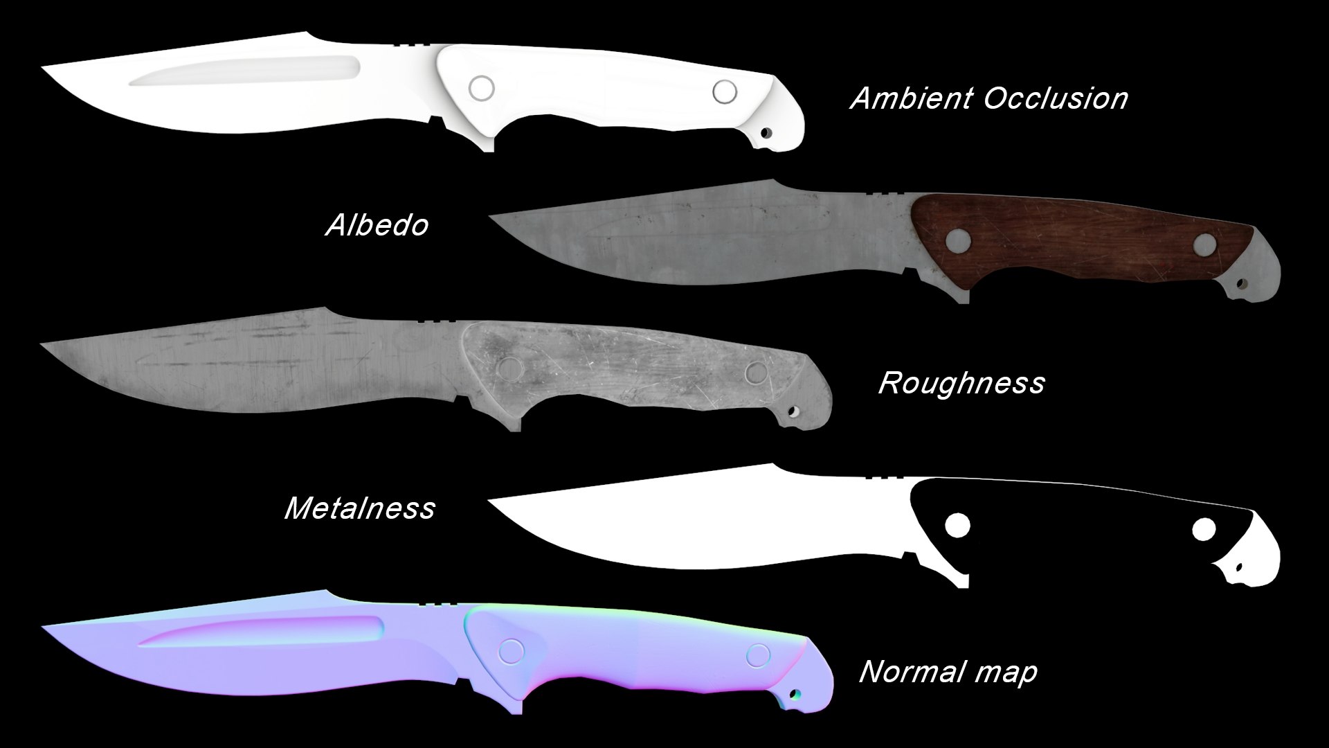 Low Poly Model Of Knife With Wooden Handle PBR Low-poly 3D Model Low ...