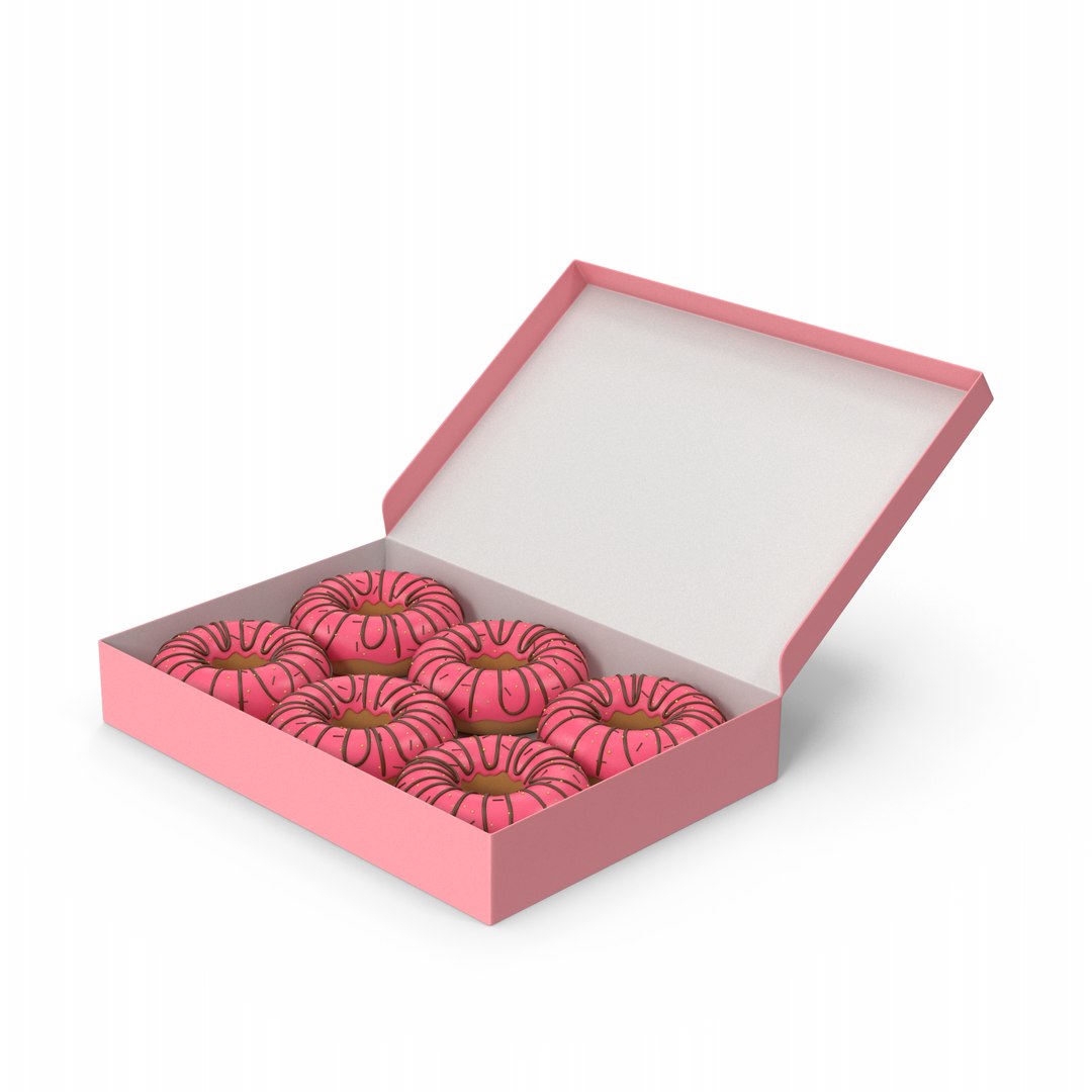 Pink Donuts In The Box 3D - TurboSquid 2204182