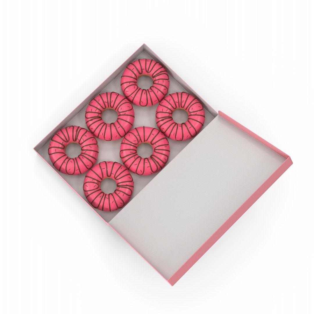 Pink Donuts In The Box 3D - TurboSquid 2204182