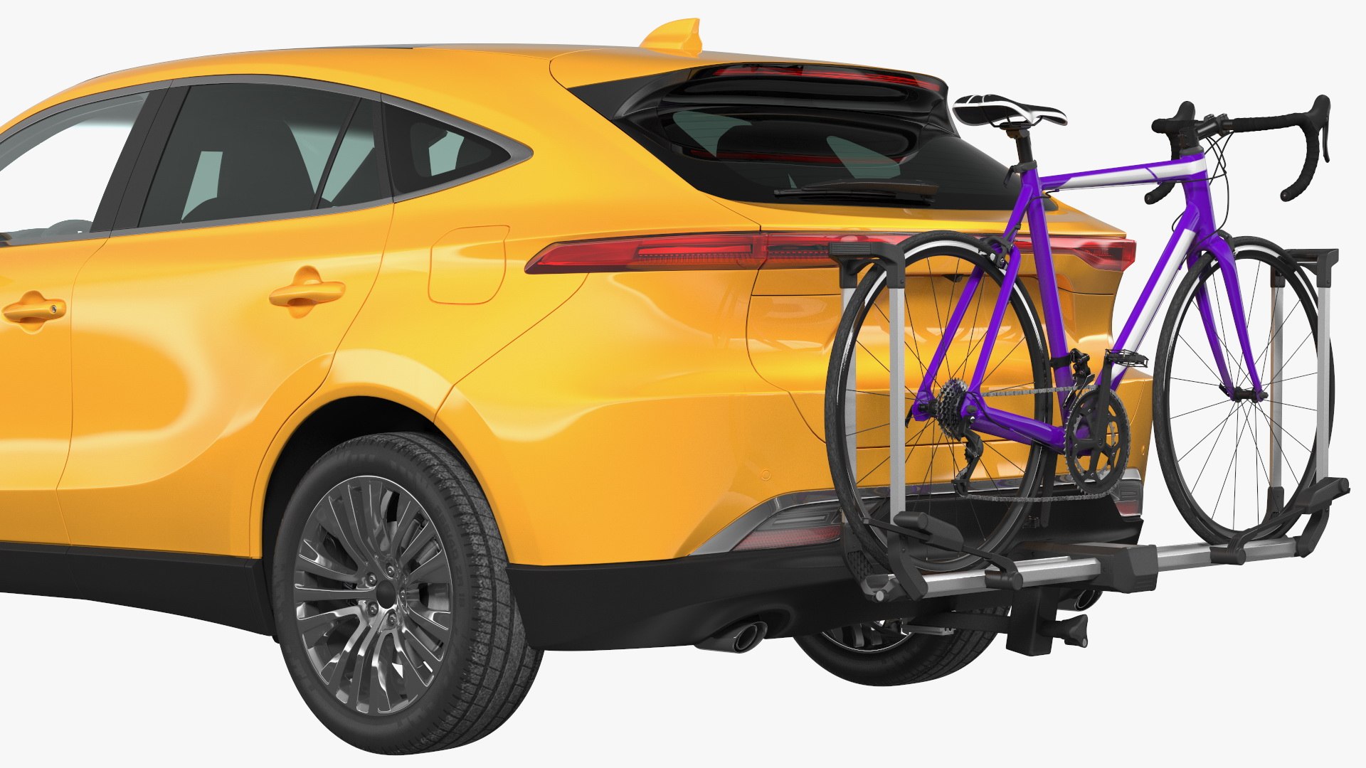 Hybrid SUV with Bike Rack Aluminum Platform Road Bike 3D model ...