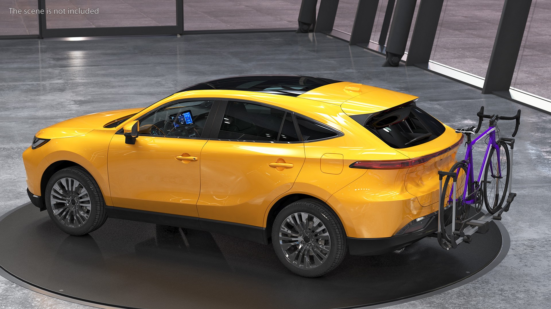 Hybrid SUV with Bike Rack Aluminum Platform Road Bike 3D model ...