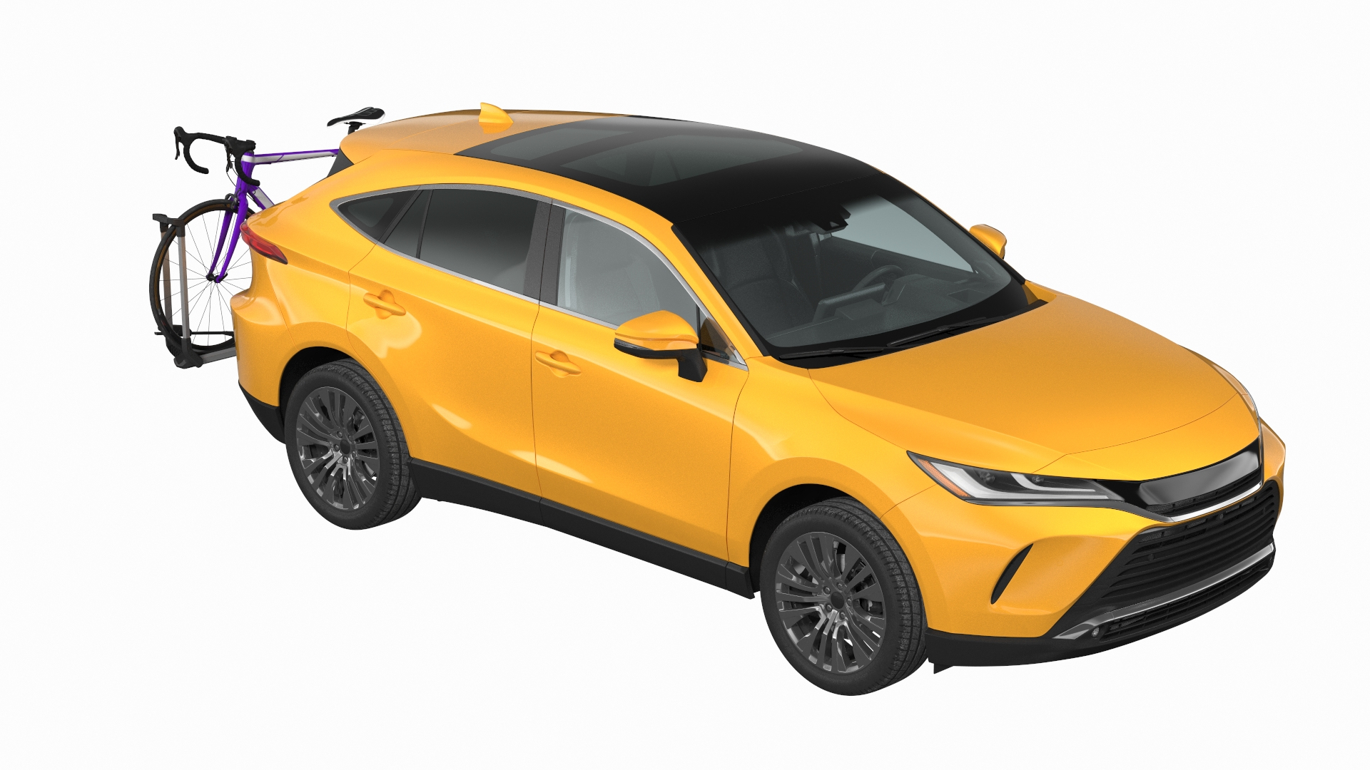 Hybrid SUV with Bike Rack Aluminum Platform Road Bike 3D model ...