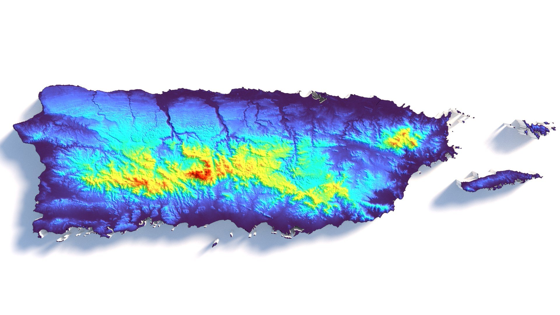 3D Model Puerto Rico Terrain Map - TurboSquid 2336678