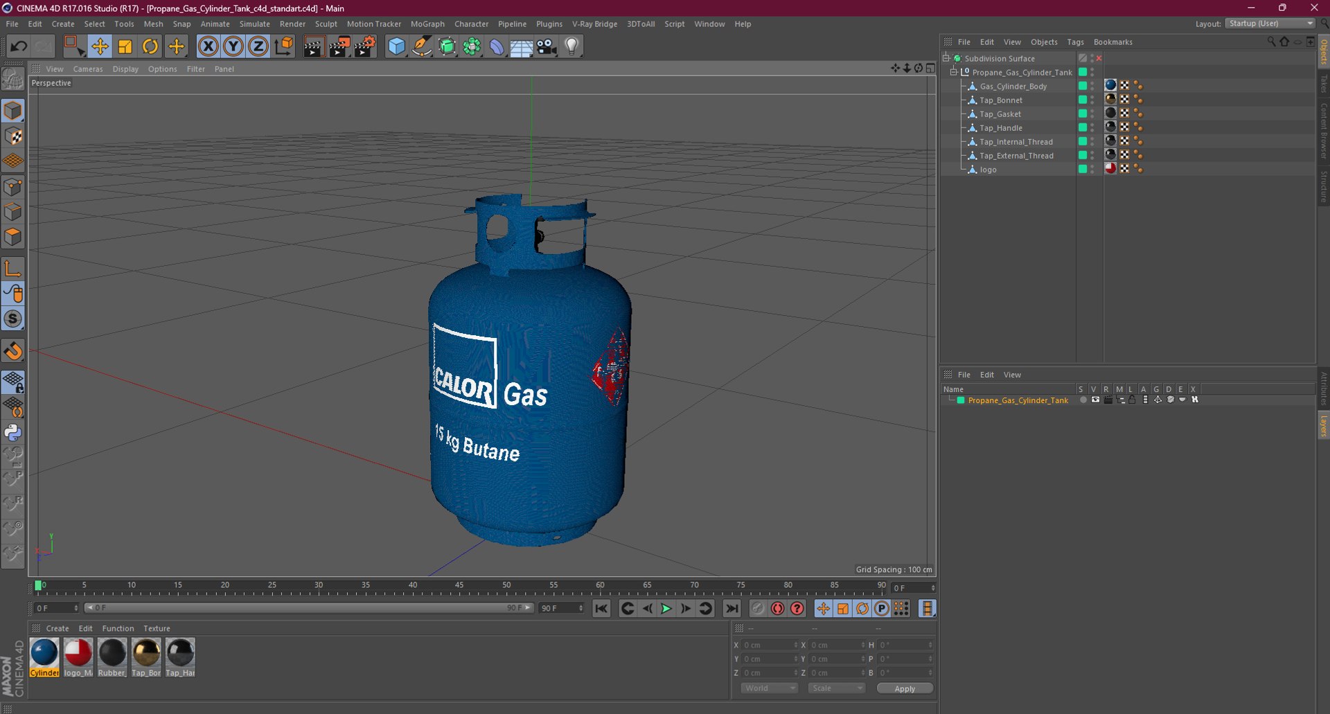 3D Model Propane Gas Cylinder Tank - TurboSquid 2267491