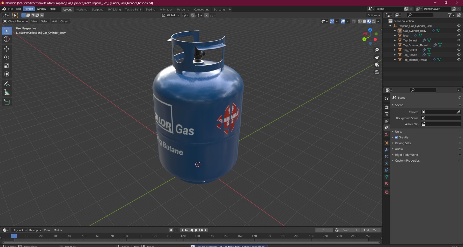 3D Model Propane Gas Cylinder Tank - TurboSquid 2267491
