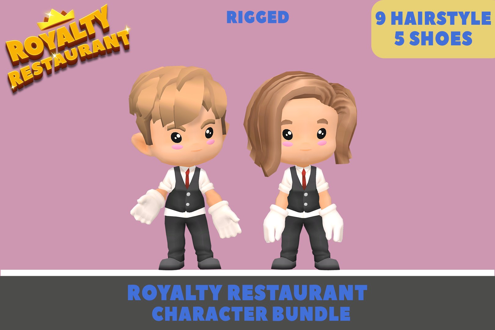 3D Model Royalty Restaurant Stylized Characters Bundle - TurboSquid 2277240