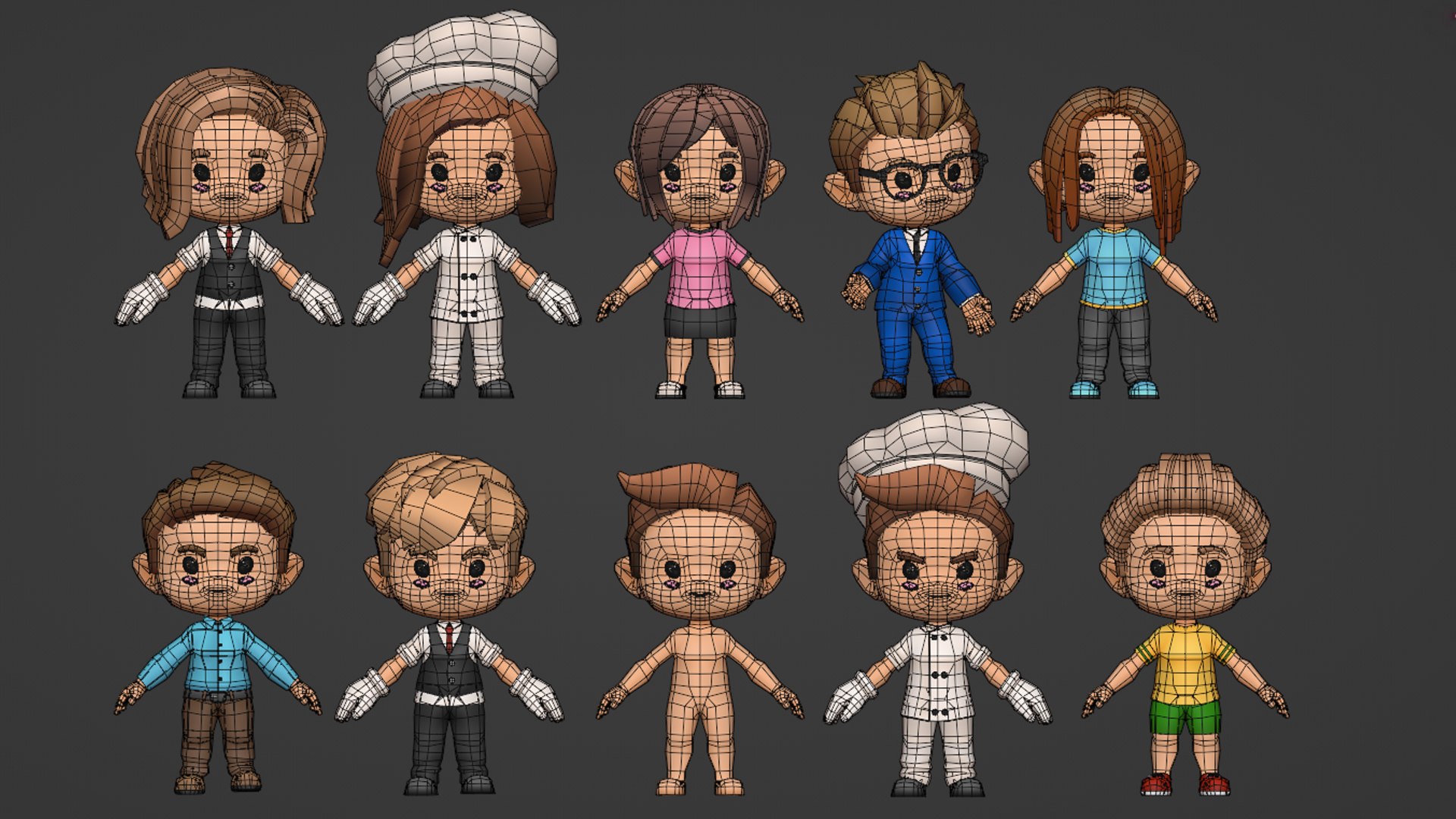 3D Model Royalty Restaurant Stylized Characters Bundle - TurboSquid 2277240