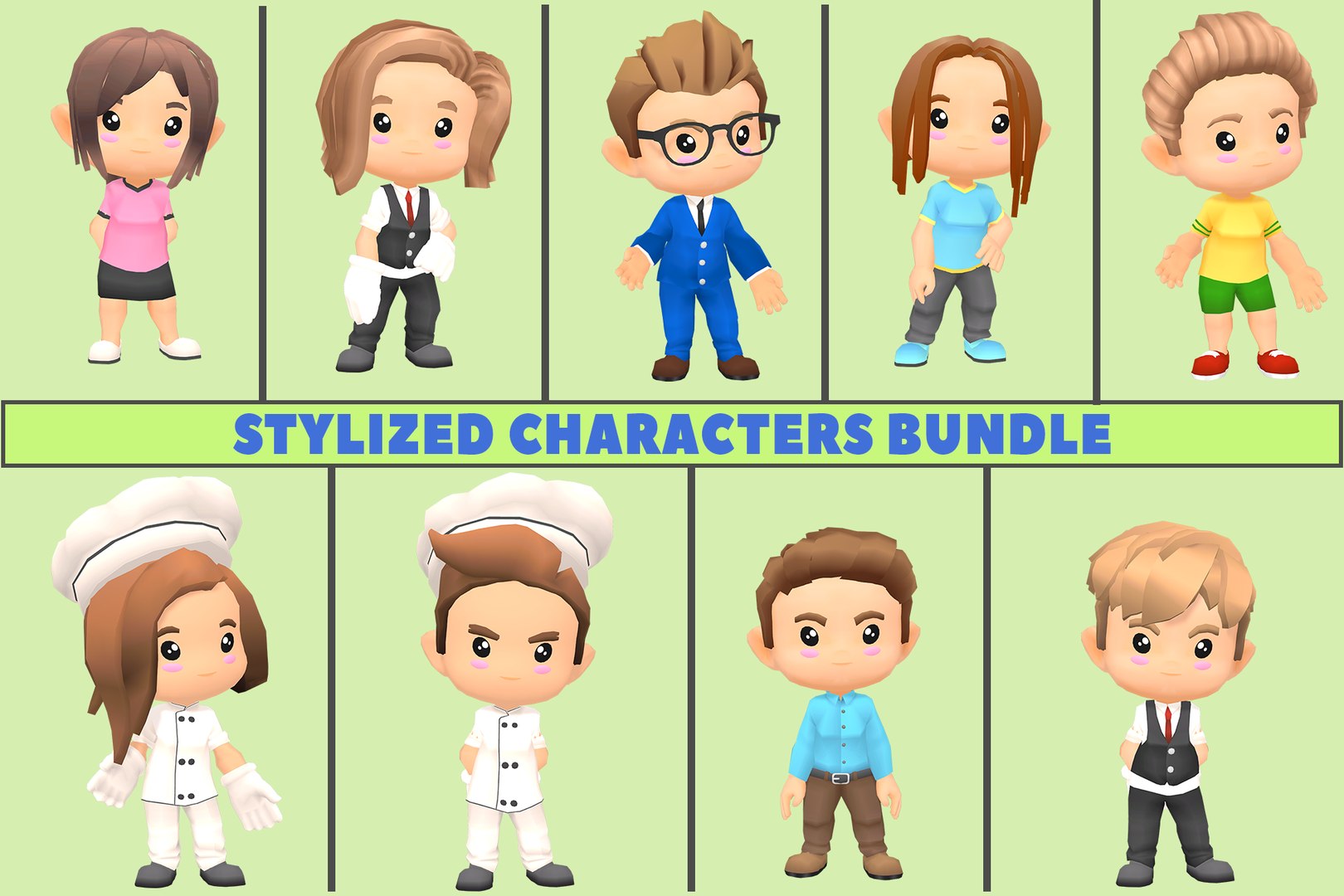 3D Model Royalty Restaurant Stylized Characters Bundle - TurboSquid 2277240