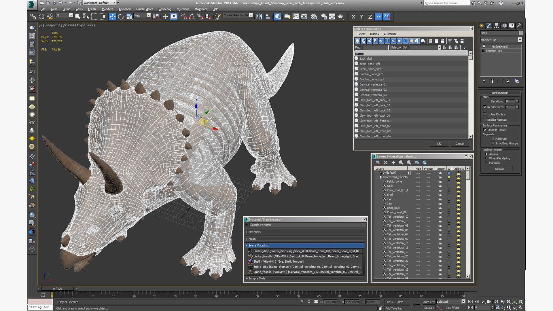 Triceratops fossil standing pose 3D model - TurboSquid 1503413