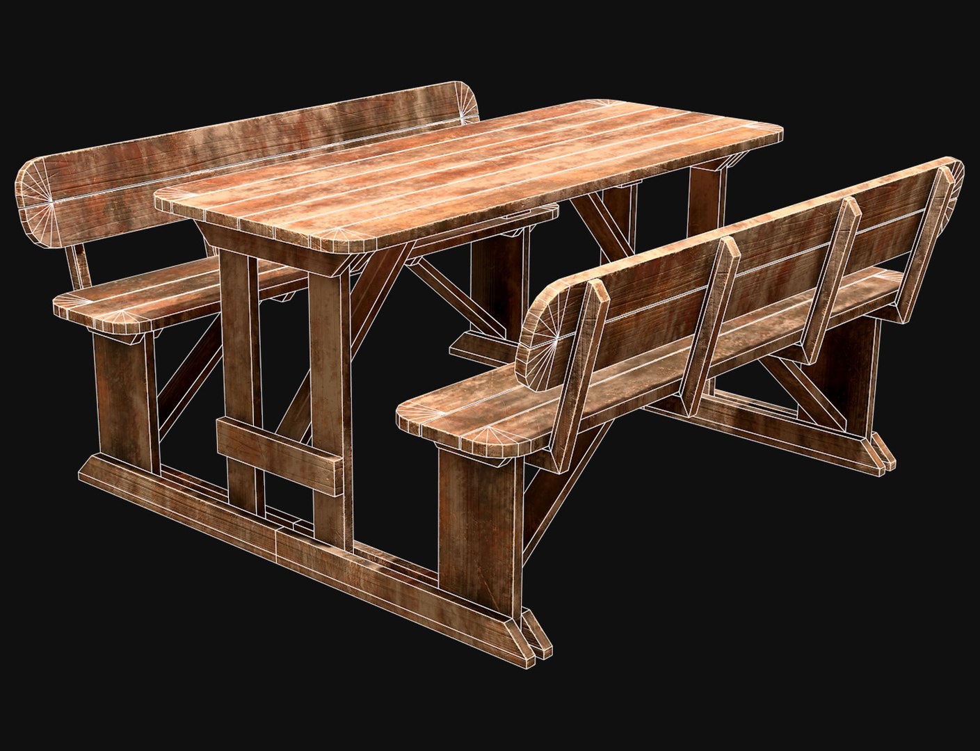3D Picnic Bench-5-Old Version Model - TurboSquid 2312038