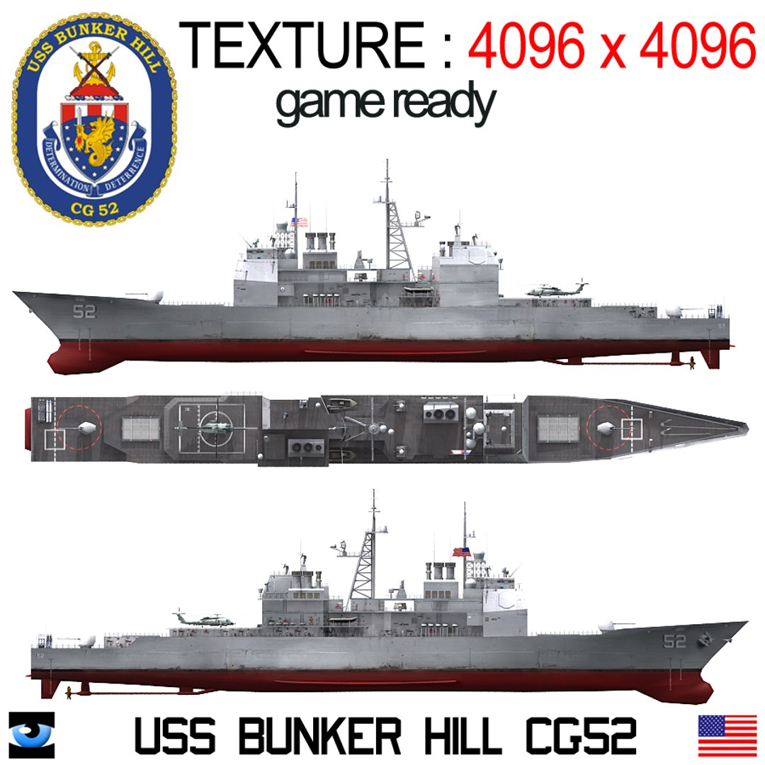 3d Model Uss Bunker Hill Cg-52