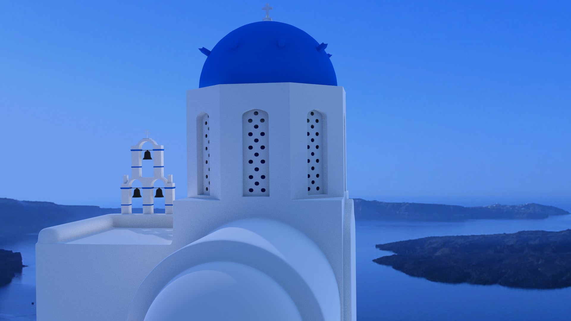 Greek Church Santorini 3d Model