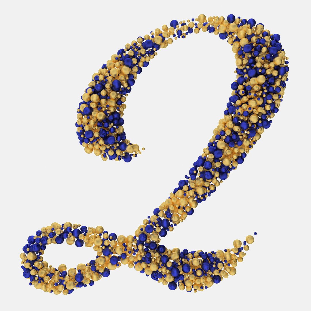 Calligraphic digit 2 number 3D model - TurboSquid 1396143