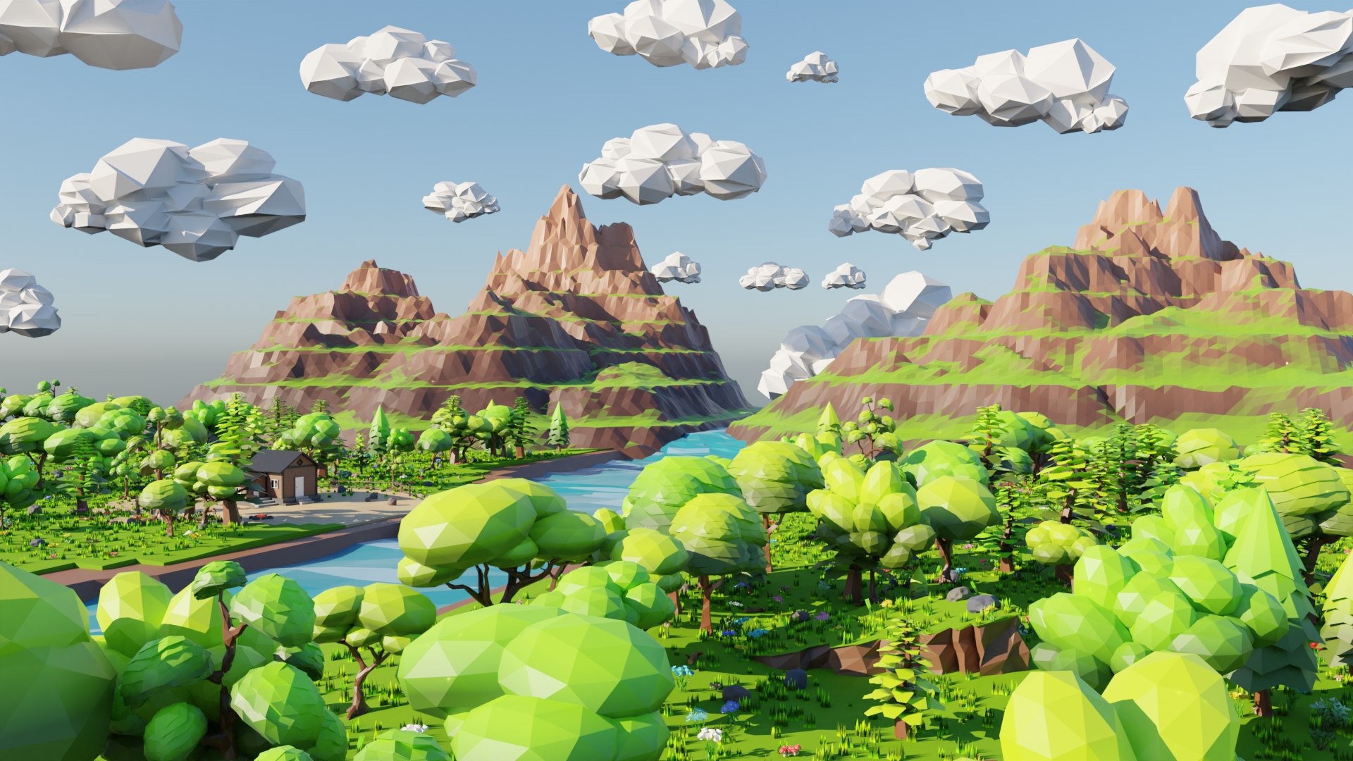 Mountain River Scene 3D Model 3D - TurboSquid 2017259