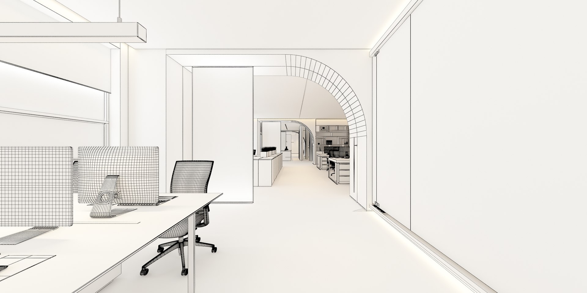 3D Arch Office Office Desk Chair Conference Room Conference Table Tea ...