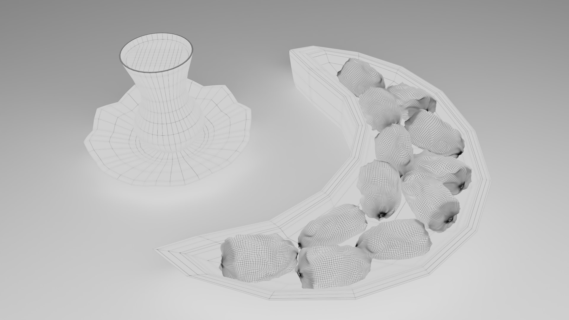 Moon Shaped Plate With Date And East Tea Can Islamic 3D Model ...
