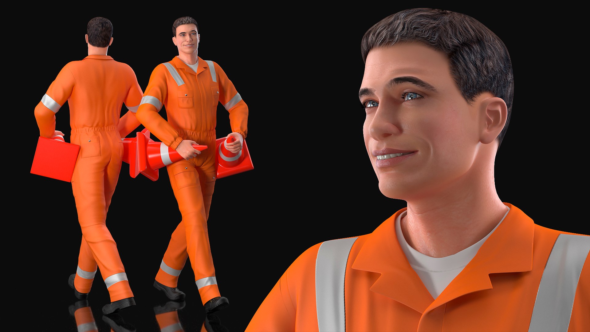Road worker walking pose 3D model - TurboSquid 1603733