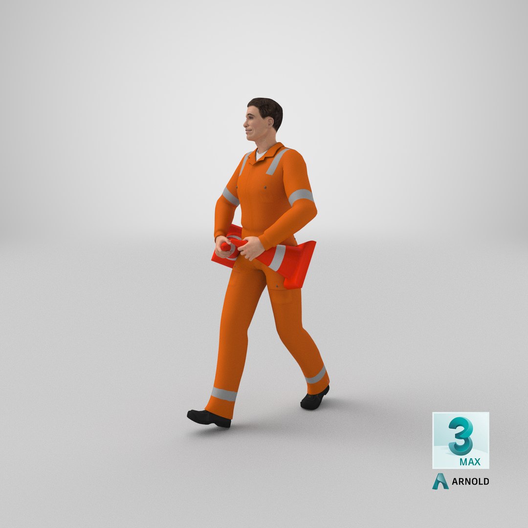 Road worker walking pose 3D model - TurboSquid 1603733