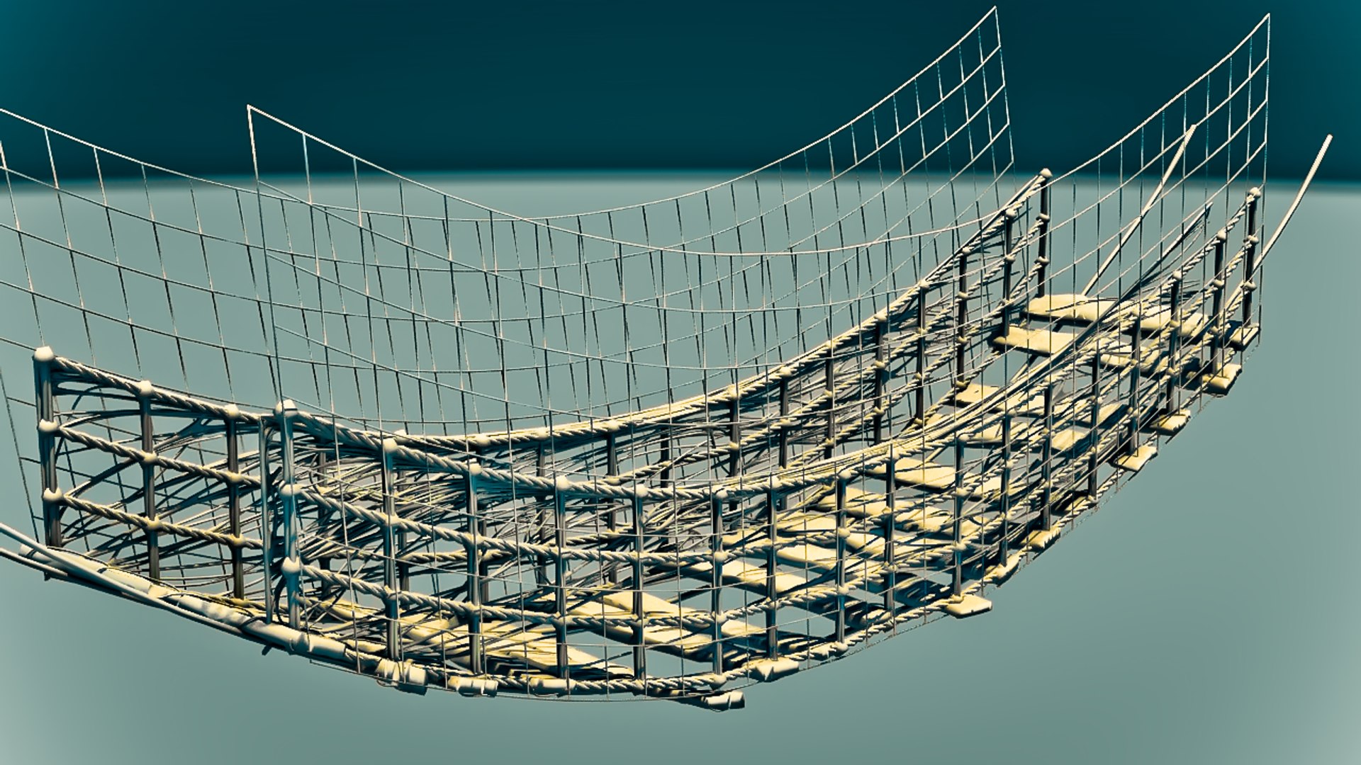 3d Model Suspension Wooden Bridge