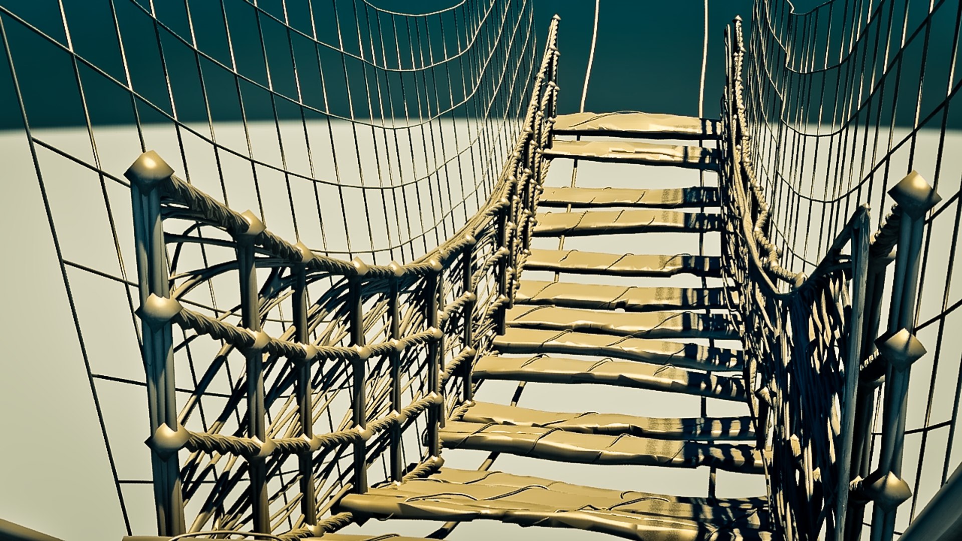3d Model Suspension Wooden Bridge