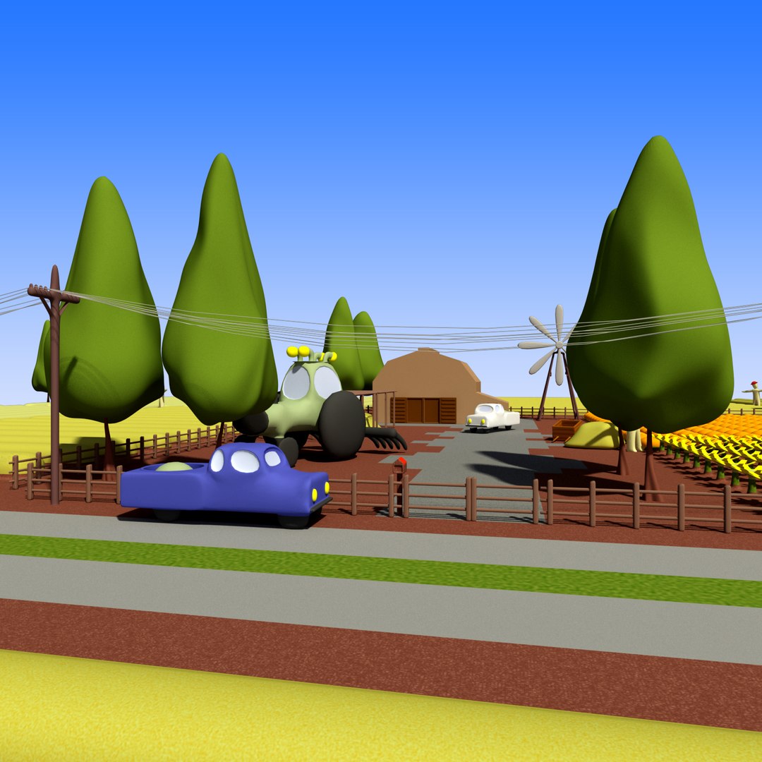 3d model cartoon farm