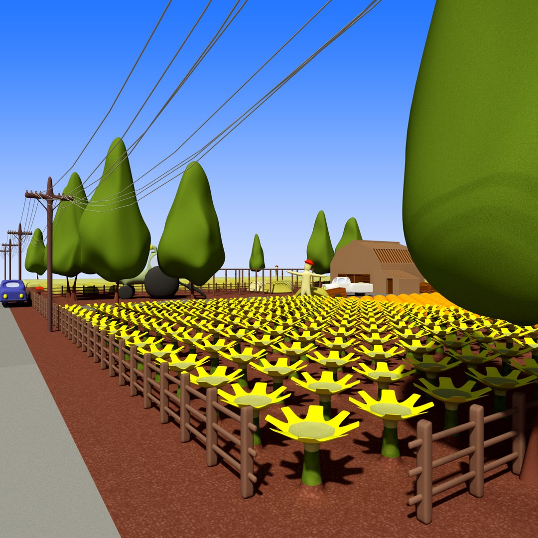 3d model cartoon farm