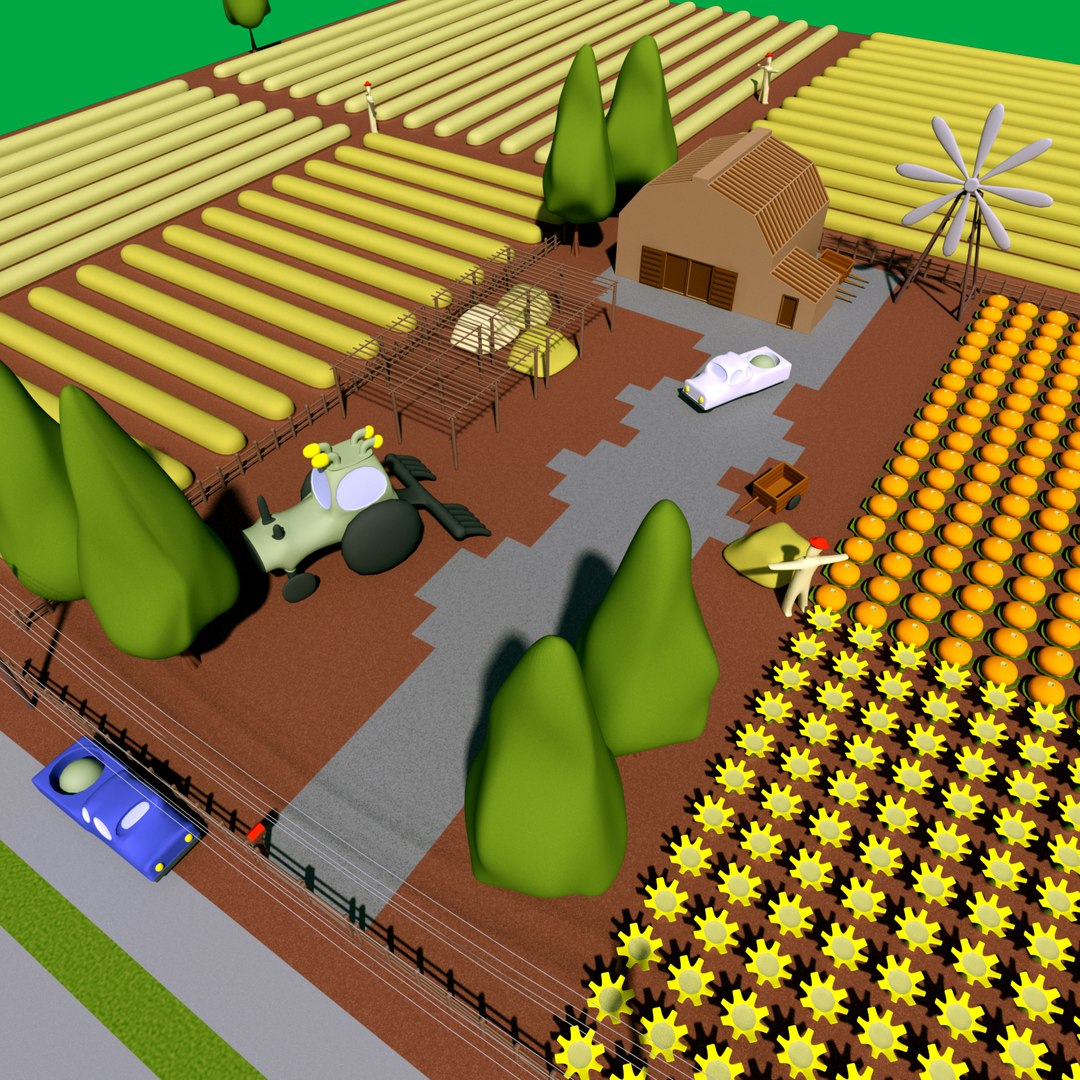 3d model cartoon farm