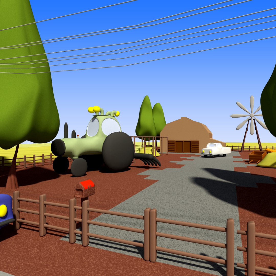 3d model cartoon farm