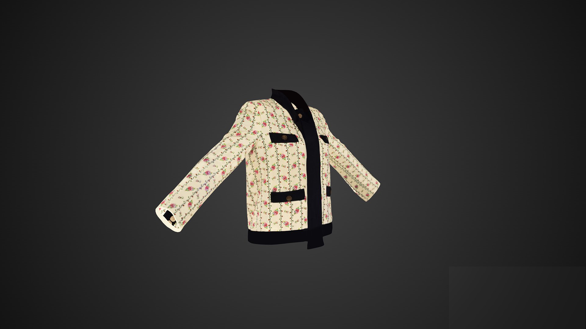 Game Ready Rose Patterned Jacket 3D Model - TurboSquid 2089288