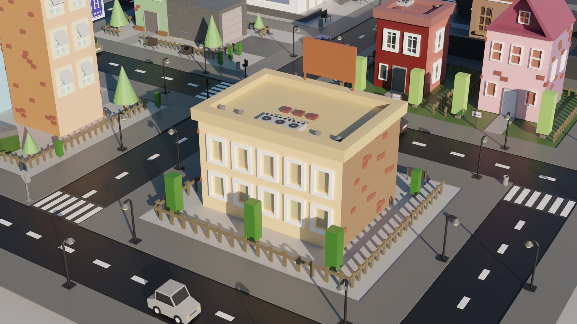 3D Small Town Low Poly - TurboSquid 1791543