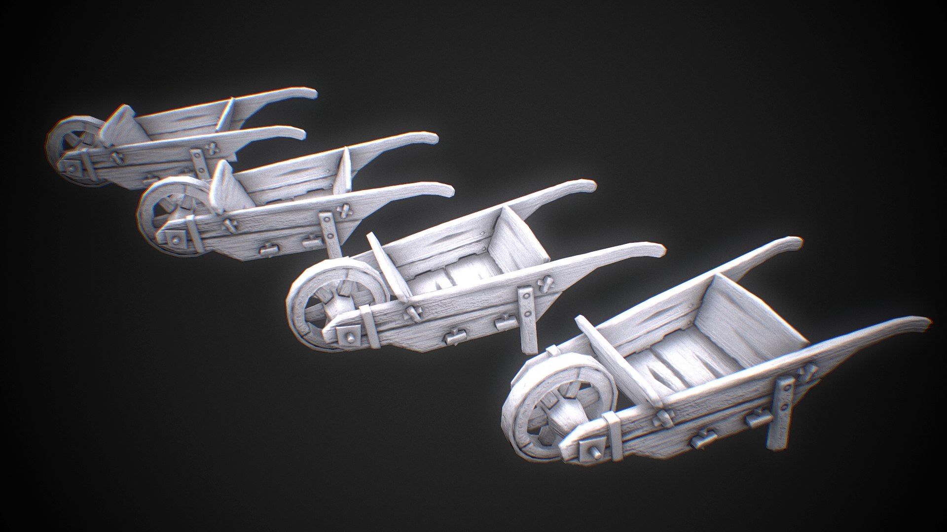 3D Wheelbarrow 2 WOOD RED GREEN BLUE - TurboSquid 2016397