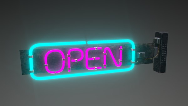 Neon open sign 3D - TurboSquid 1835623