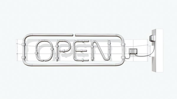 Neon open sign 3D - TurboSquid 1835623