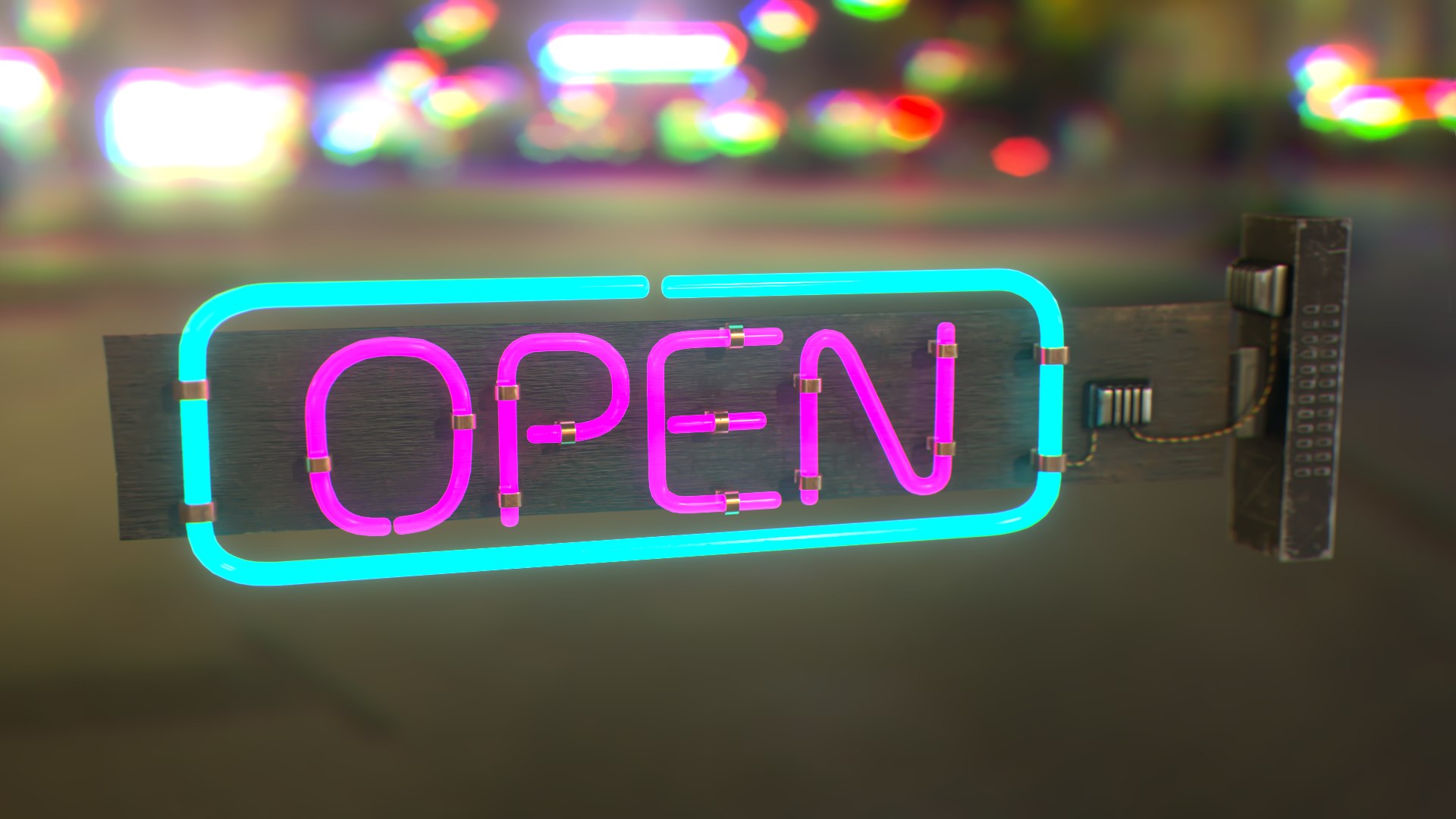 Neon open sign 3D - TurboSquid 1835623