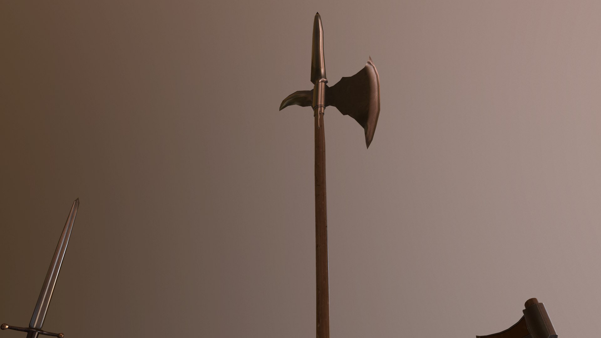 pack meele weapons medieval axe 3d model