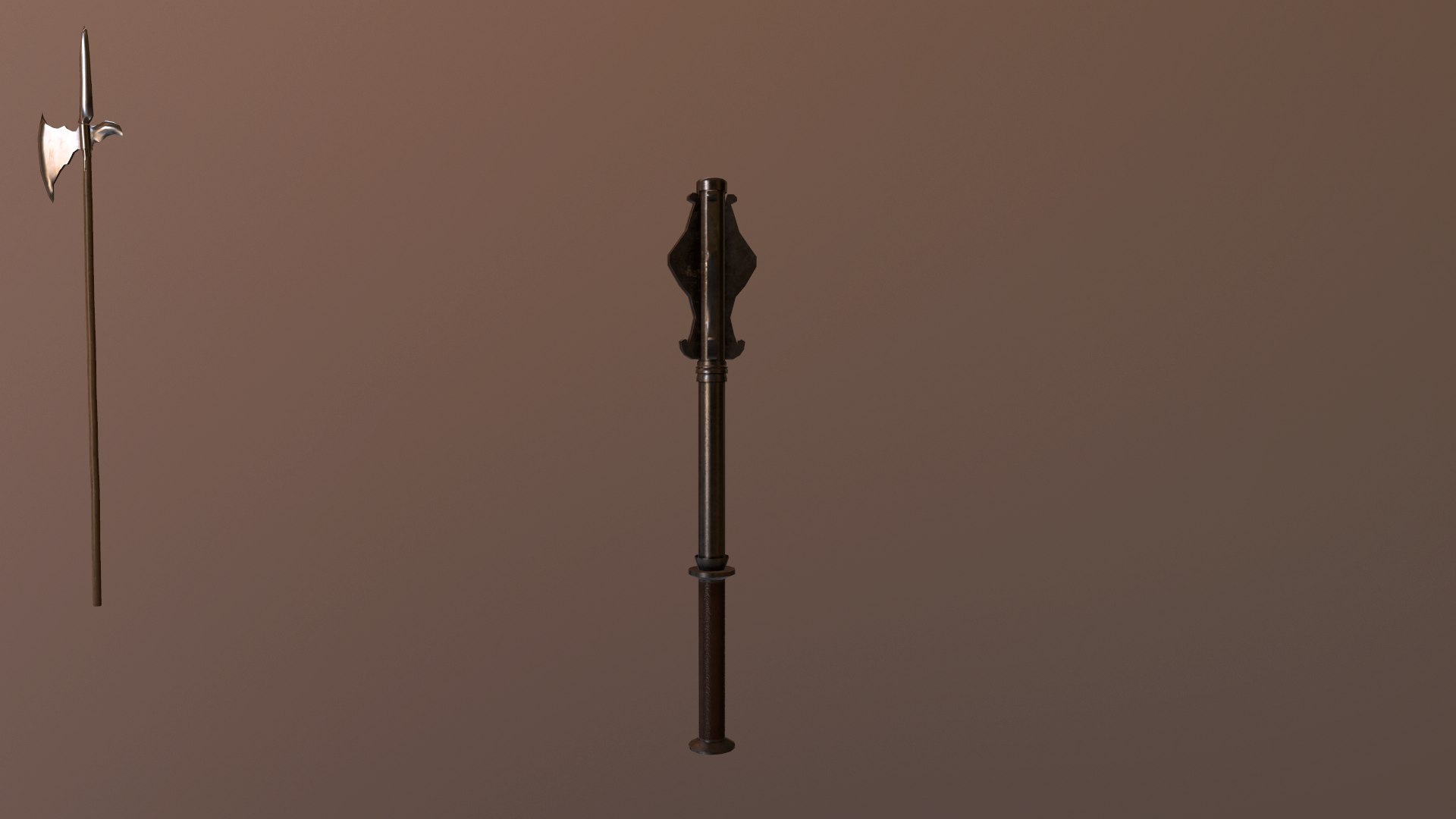 pack meele weapons medieval axe 3d model