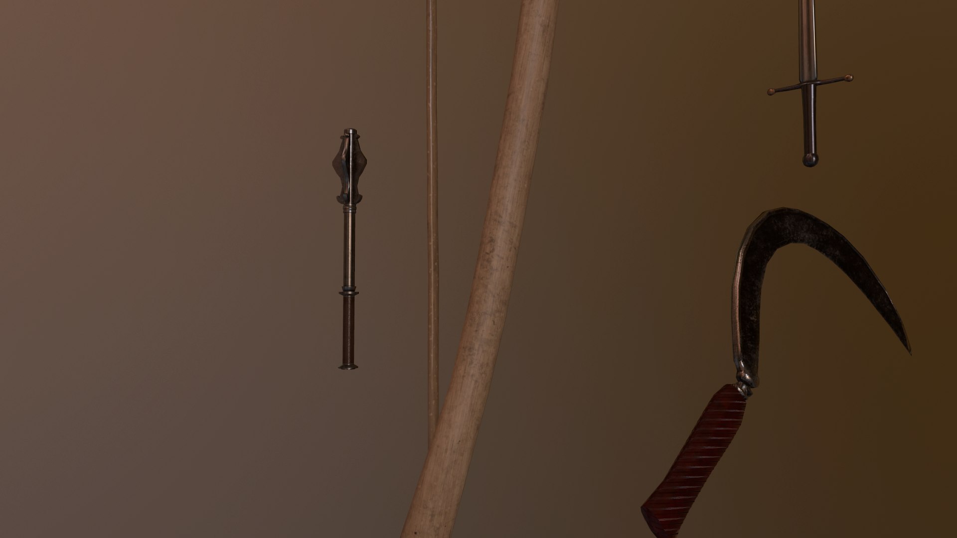 pack meele weapons medieval axe 3d model