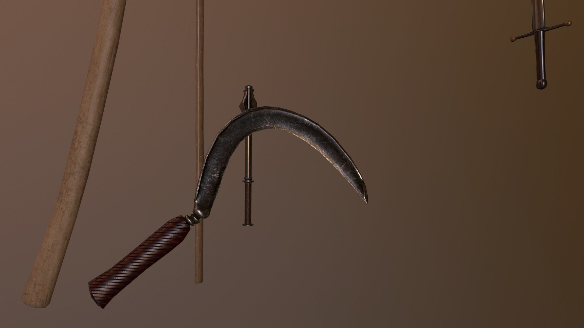 pack meele weapons medieval axe 3d model