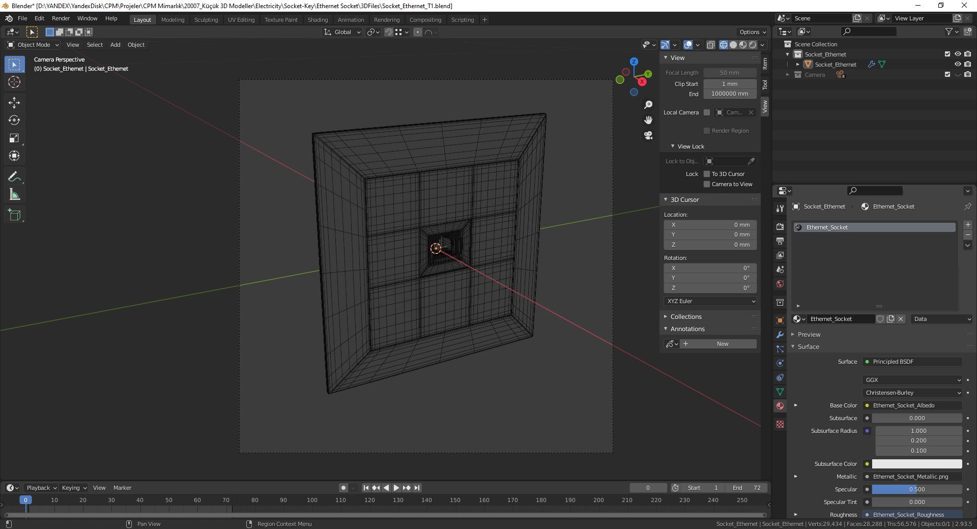 Ethernet Port Wall Socket 3D Model - TurboSquid 1808411