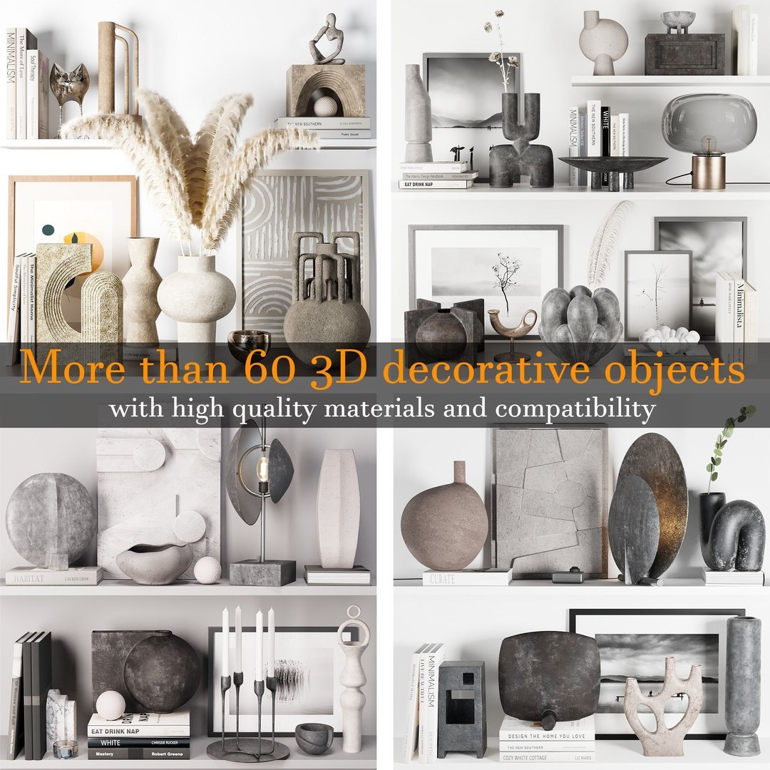 More Than 60 3D Decorative Objects Collection 3D Model - TurboSquid 2038589
