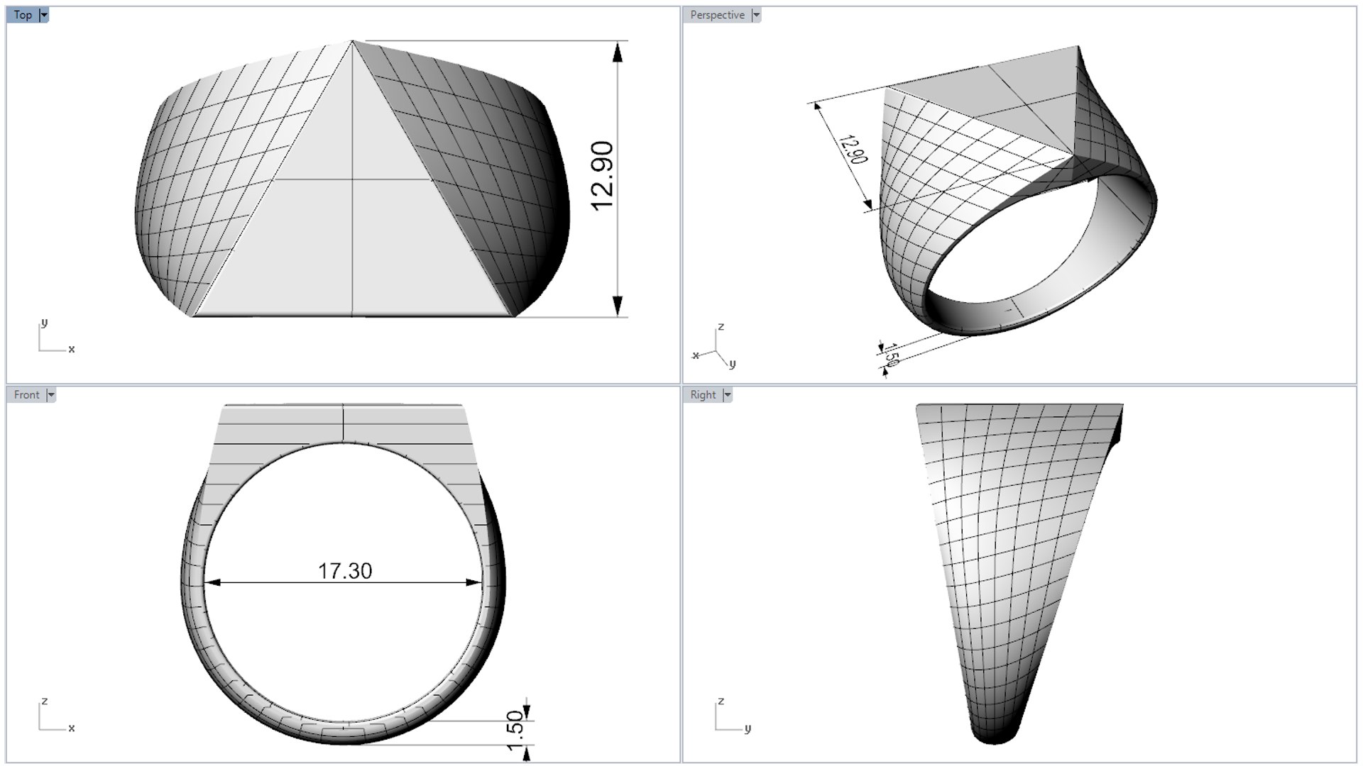 Gold Triangle Signet Ring 3D Model - TurboSquid 2022156