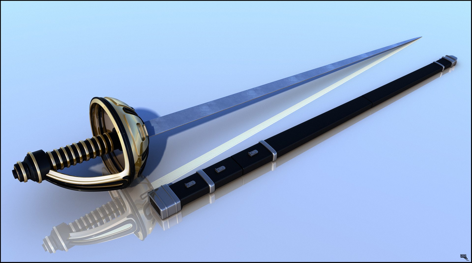 Sword Rapier Cartoon 3d Obj